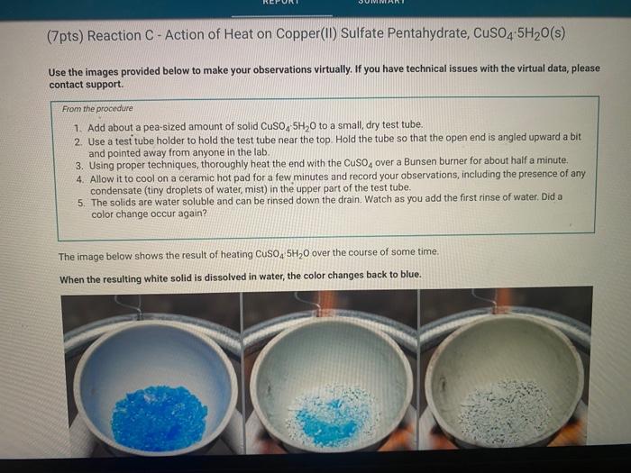 Solved (6pts) Reaction A - Zinc Metal, Zn(s), and Copper(II) | Chegg.com