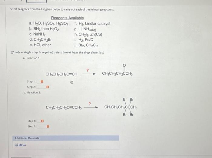 Solved Identify reagents by letter from the reagents table | Chegg.com