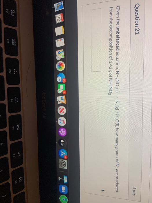 Solved Question 21 4 pts Given the unbalanced equation, | Chegg.com