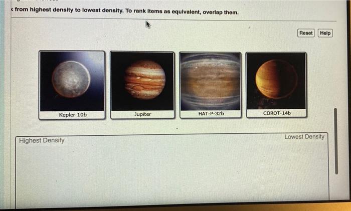 Solved k from highest density to lowest density. To rank | Chegg.com