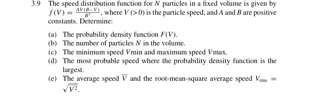 3.9 ﻿The speed distribution function for N ﻿particles | Chegg.com