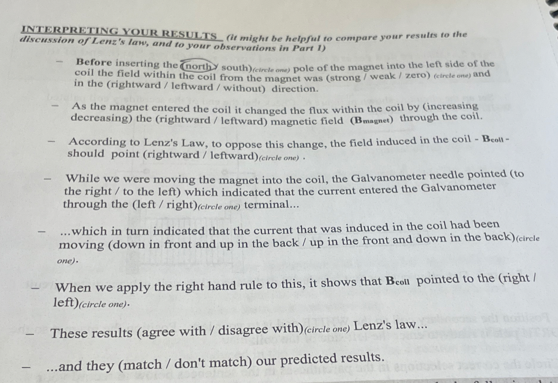 Solved INTERPRETING YOUR RESULTS (it might be helpful to | Chegg.com