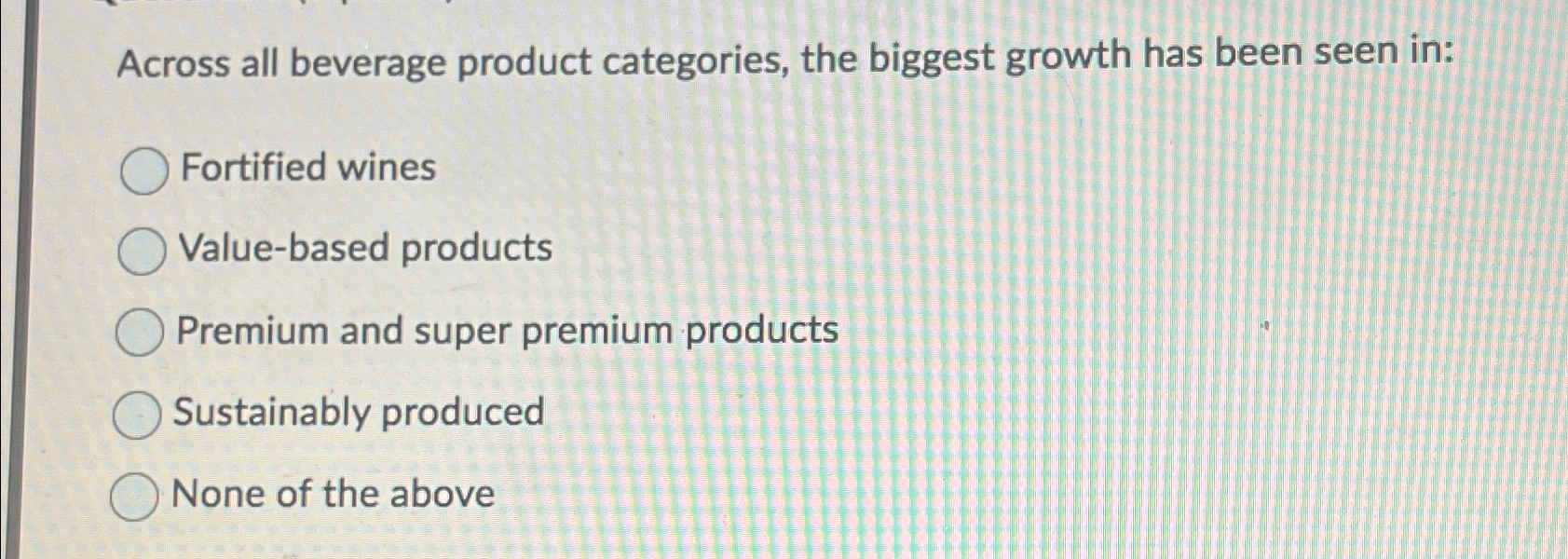 Solved Across all beverage product categories, the biggest | Chegg.com