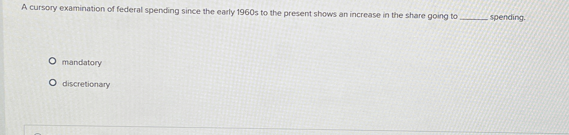 Solved A cursory examination of federal spending since the | Chegg.com