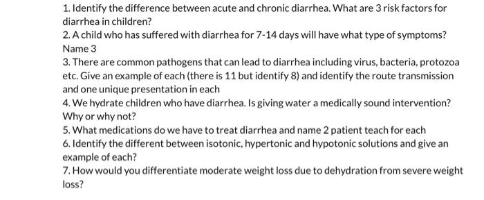Solved 1. Identify the difference between acute and chronic | Chegg.com