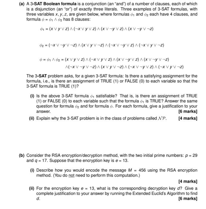 Solved (a) A 3-SAT Boolean formula is a conjunction (an | Chegg.com