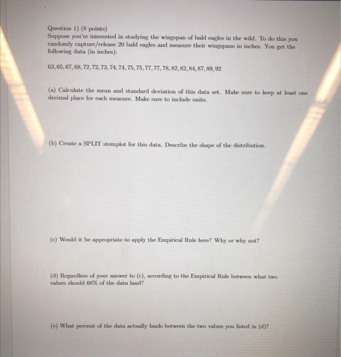Solved Question 1) ( 8 points) Suppose you're interested in | Chegg.com
