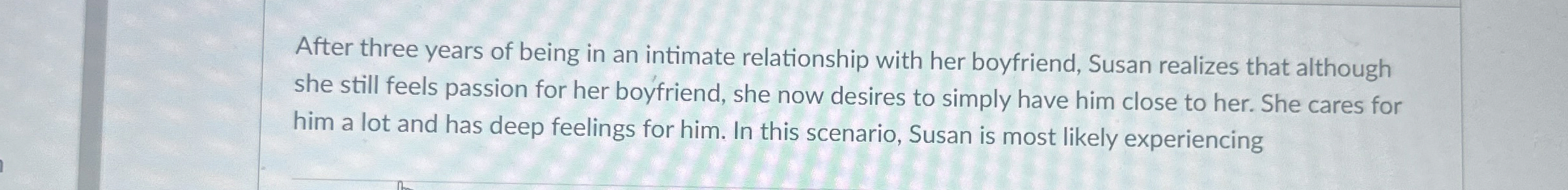 Solved After three years of being in an intimate | Chegg.com