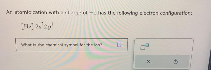 Solved An Atomic Cation With A Charge Of 1 Has The