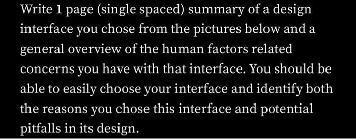 Write 1 page (single spaced) summary of a design | Chegg.com