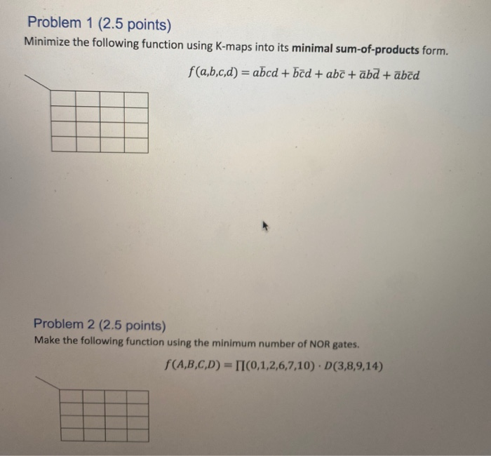 Solved Problem 1 (2.5 points) Minimize the following | Chegg.com