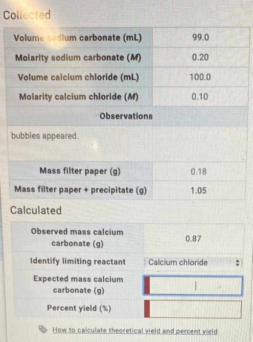Solved Collected How to calculate theoretical yield and | Chegg.com