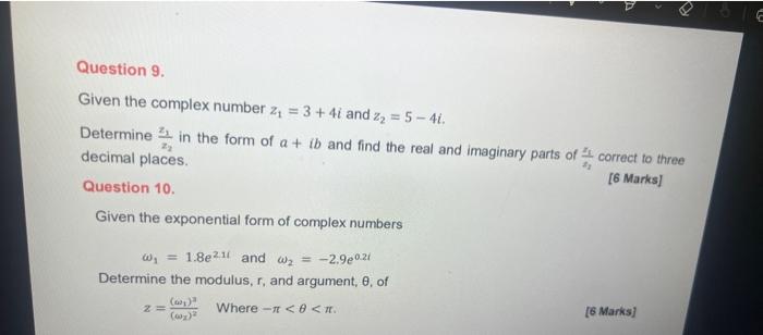 Solved Given the complex number z1=3+4i and z2=5−4i. | Chegg.com
