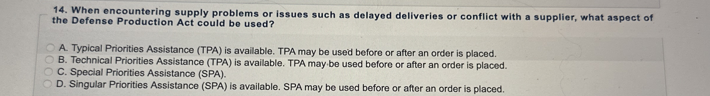Solved When encountering supply problems or issues such as | Chegg.com