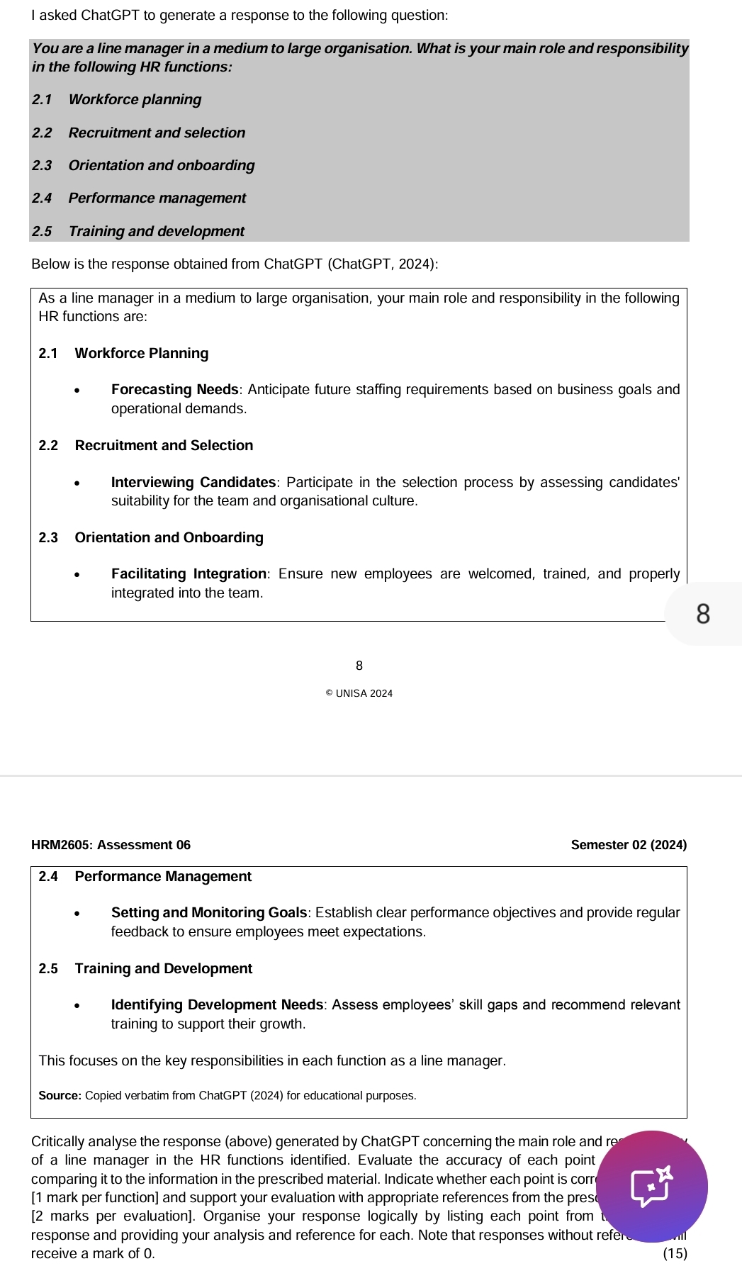 Solved I asked ChatGPT to generate a response to the | Chegg.com
