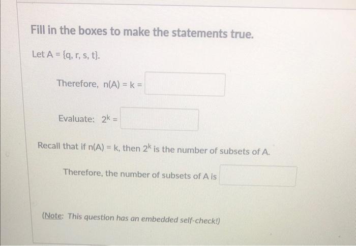 Solved Fill in the boxes to make the statements true. Let | Chegg.com