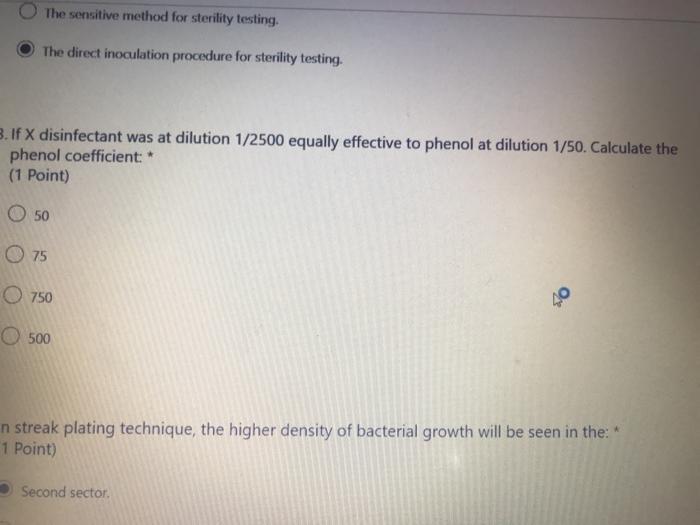 Solved The sensitive method for sterility testing. The | Chegg.com