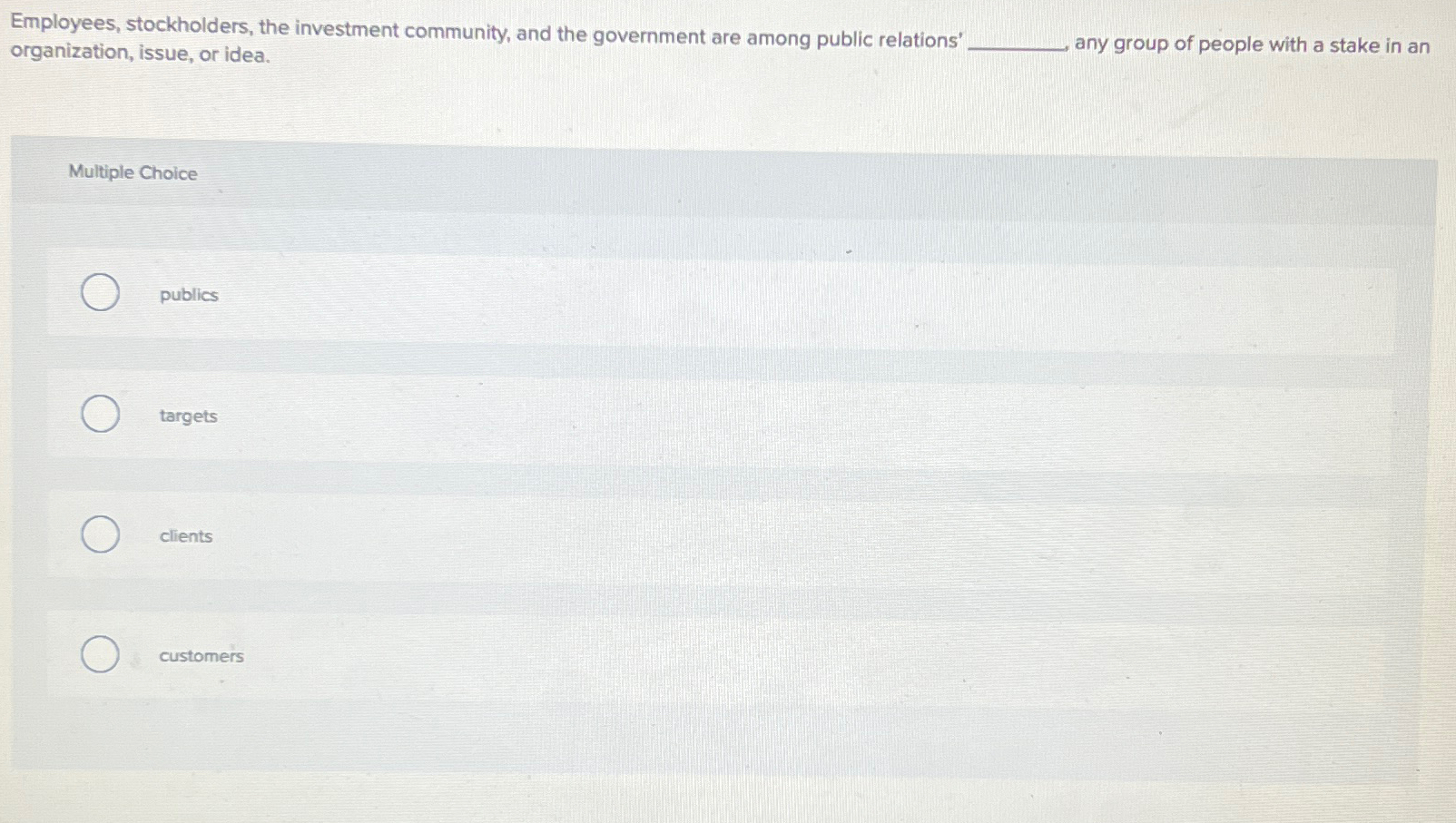 Solved Employees, stockholders, the investment community, | Chegg.com