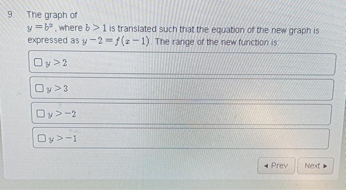 Solved The graph of y=bx, where b>1 is translated such that | Chegg.com