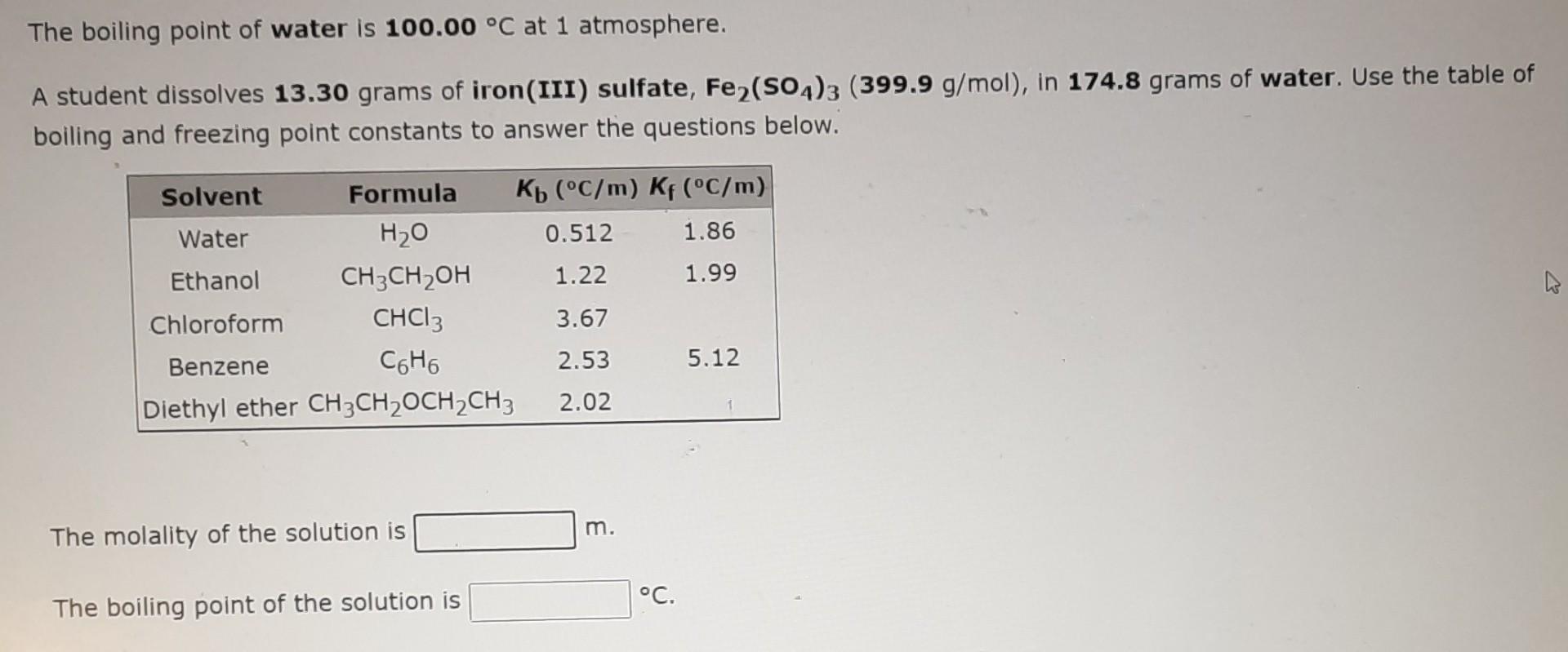 Solved The boiling point of benzene C6H6 is 80.10∘C at 1 | Chegg.com