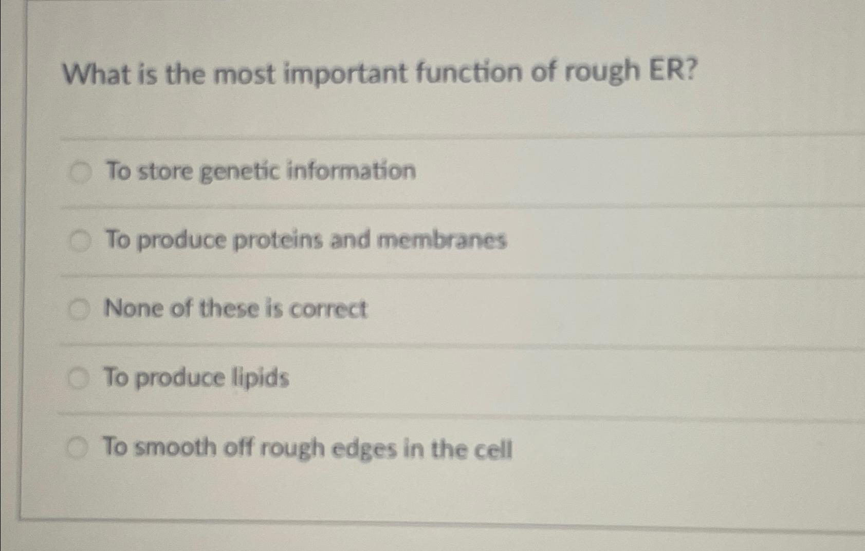 Solved What is the most important function of rough ER?To | Chegg.com