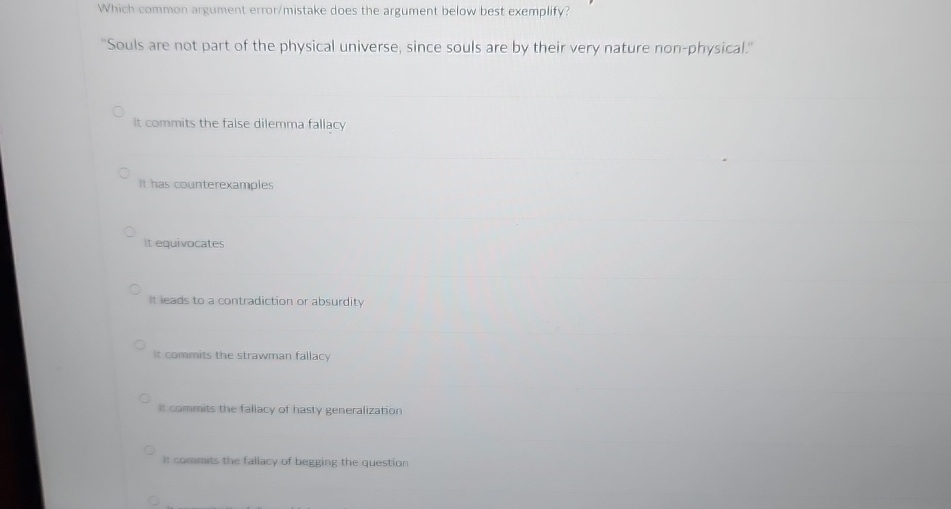 Solved Which common argument error/mistake does the argument | Chegg.com
