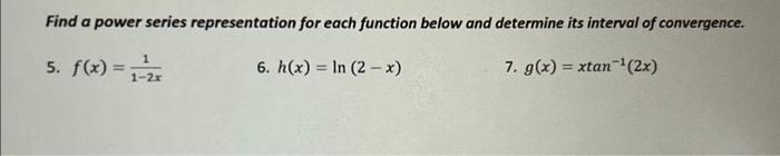 Solved Find a power series representation for each function | Chegg.com