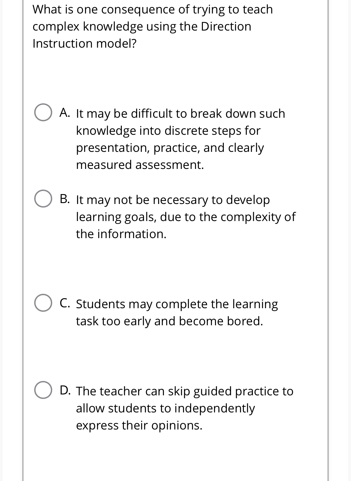 Solved What is one consequence of trying to teachcomplex | Chegg.com