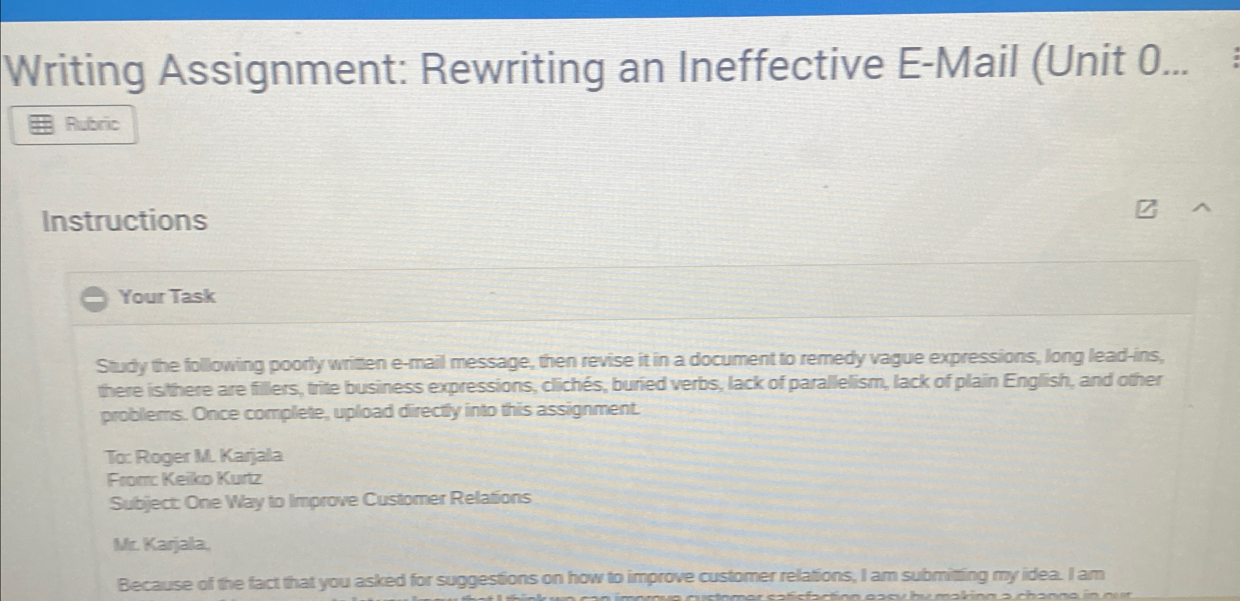 Solved Writing Assignment: Rewriting an Ineffective E-Mail | Chegg.com