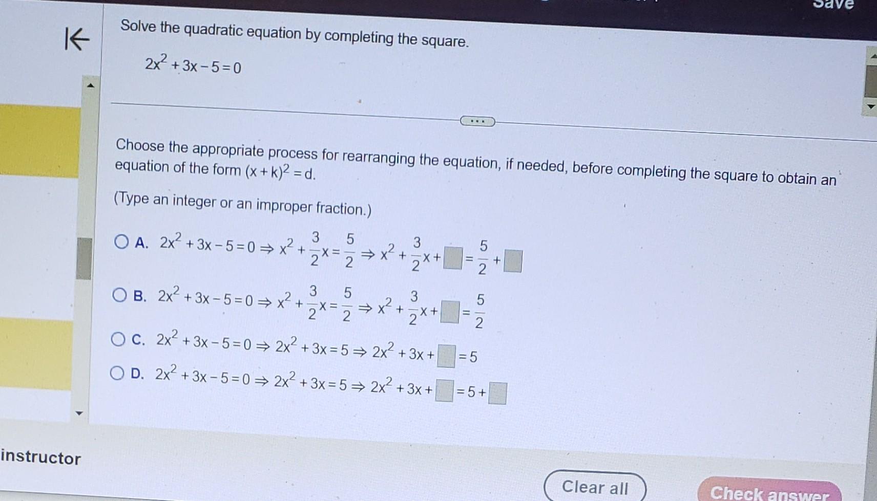 Solved Solve the quadratic equation by completing the | Chegg.com