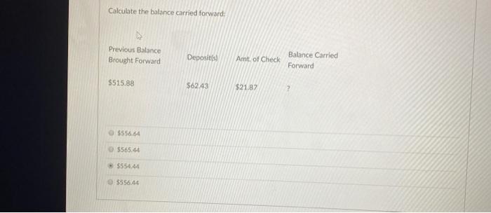 Solved Calculate the balance carried forward. Previous | Chegg.com