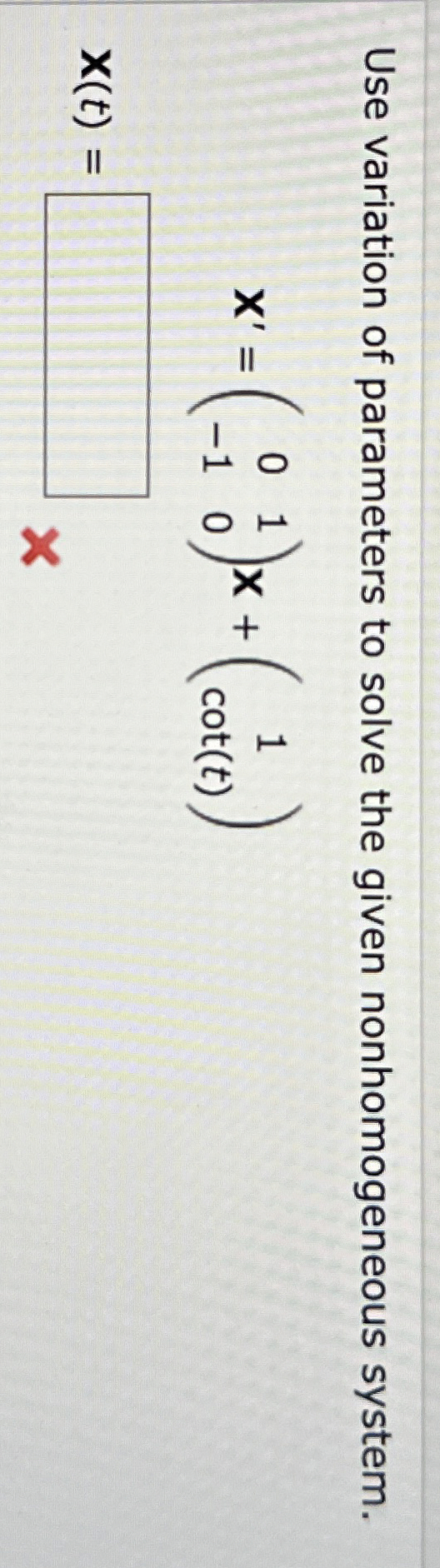 Solved Use variation of parameters to solve the given | Chegg.com