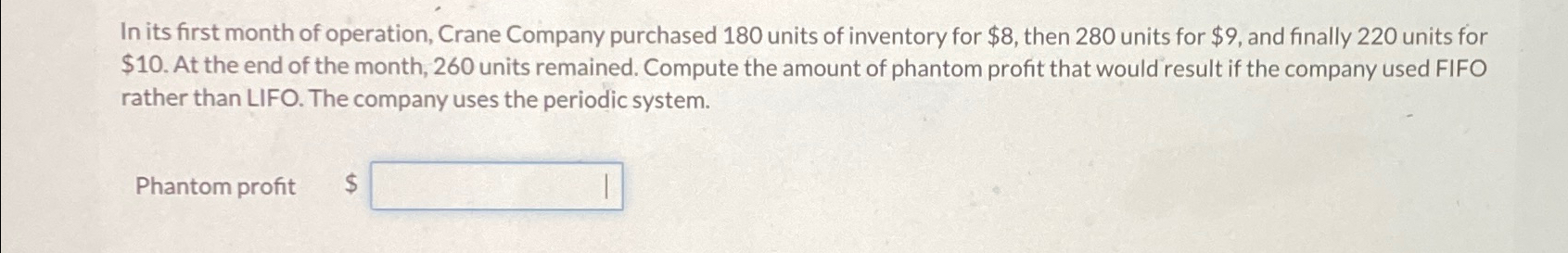 Solved In its first month of operation, Crane Company | Chegg.com