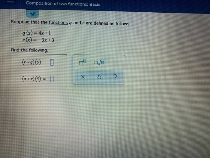 Solved Composition of two functions: Basic Suppose that the | Chegg.com