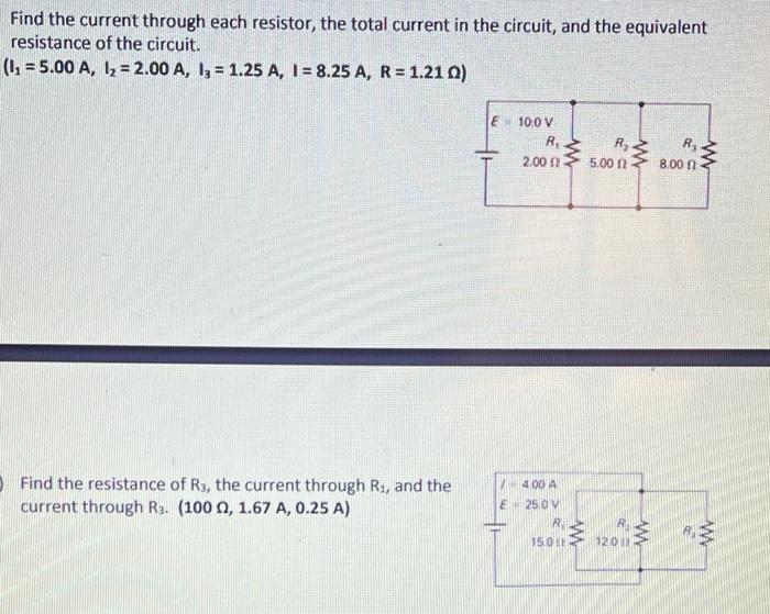 Solved Find the current through each resistor, the total | Chegg.com