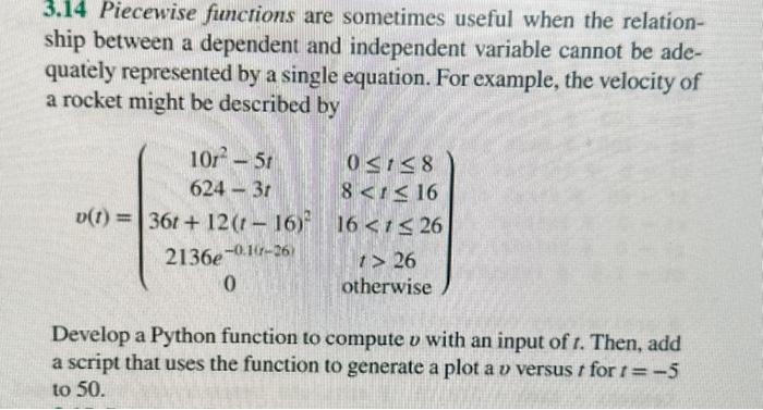 Solved 3.14 Piecewise functions are sometimes useful when | Chegg.com