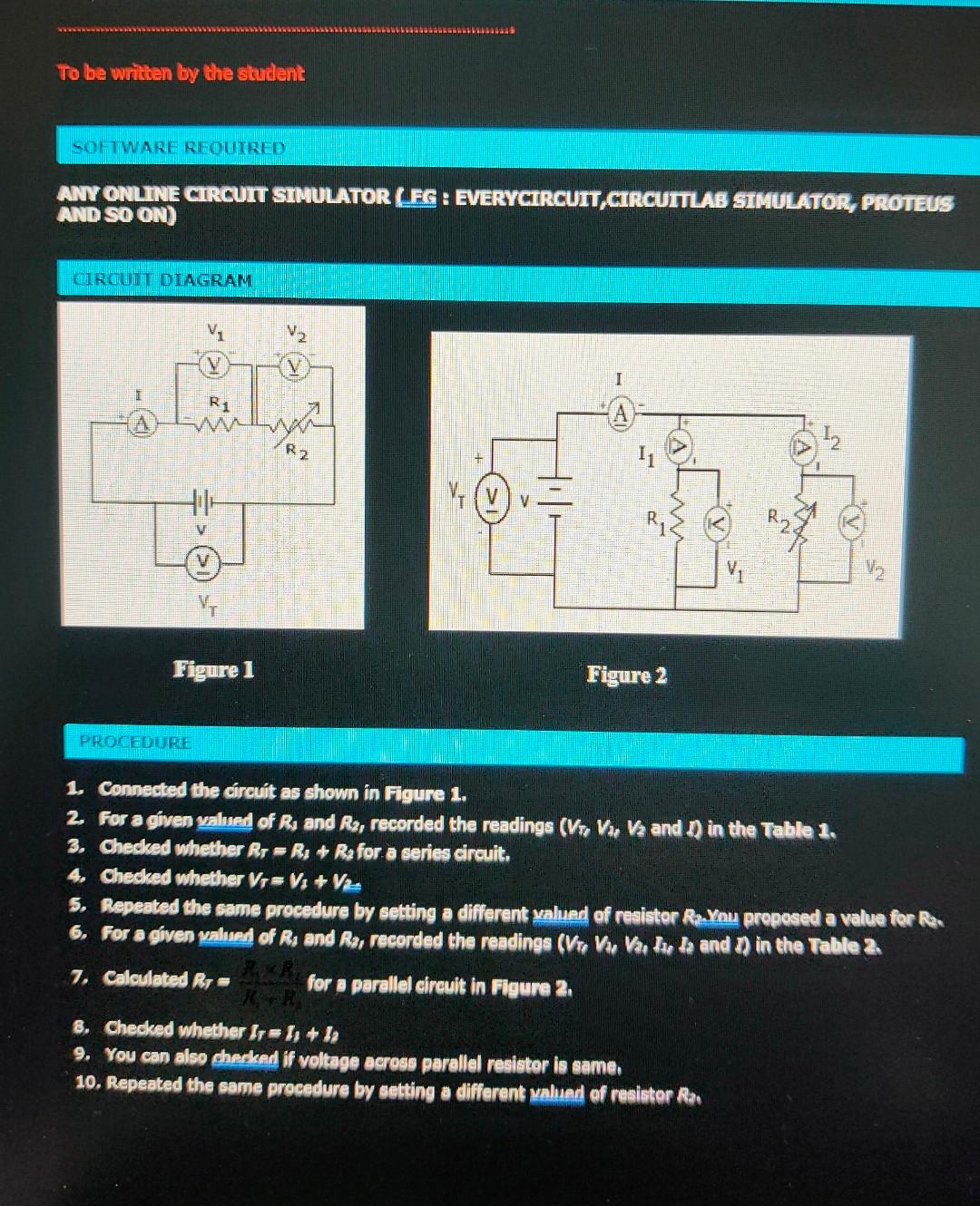 Solved RESULTS Table 2i of resistors in parallel and | Chegg.com