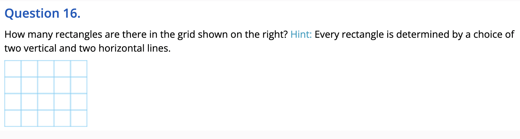 Solved Question 16.How many rectangles are there in the grid | Chegg.com