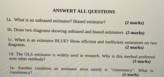 Solved ANSWERT ALL QUESTIONS 1a. What is an unbiased | Chegg.com