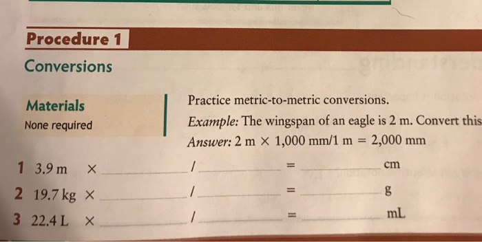 Solved Procedure 1 Conversions Materials None required | Chegg.com