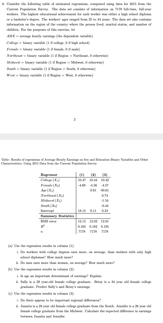 Solved Consider the following table of estimated | Chegg.com