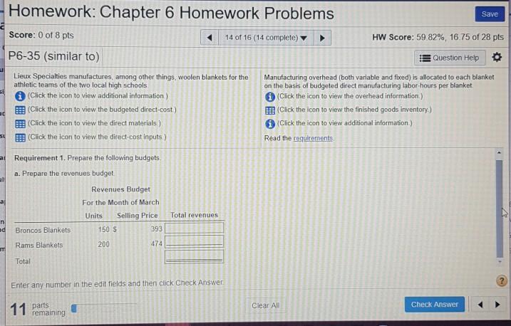 Solved Homework: Chapter 6 Homework Problems Save Score: 0 | Chegg.com