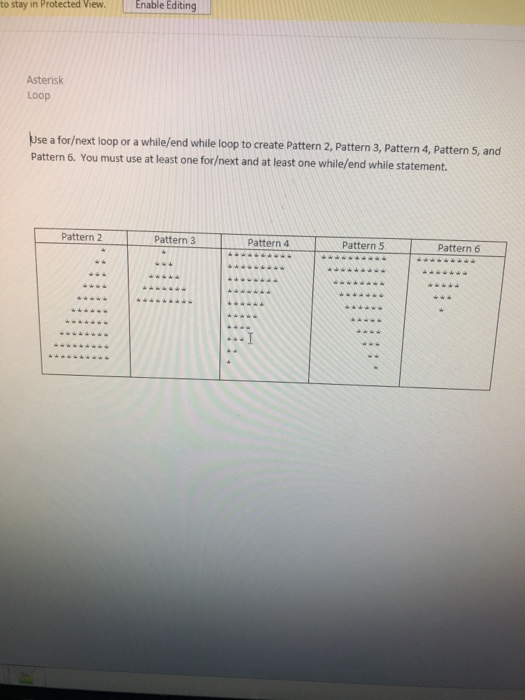 Solved stay in Protected View Enable Editing Asterisk Loop | Chegg.com