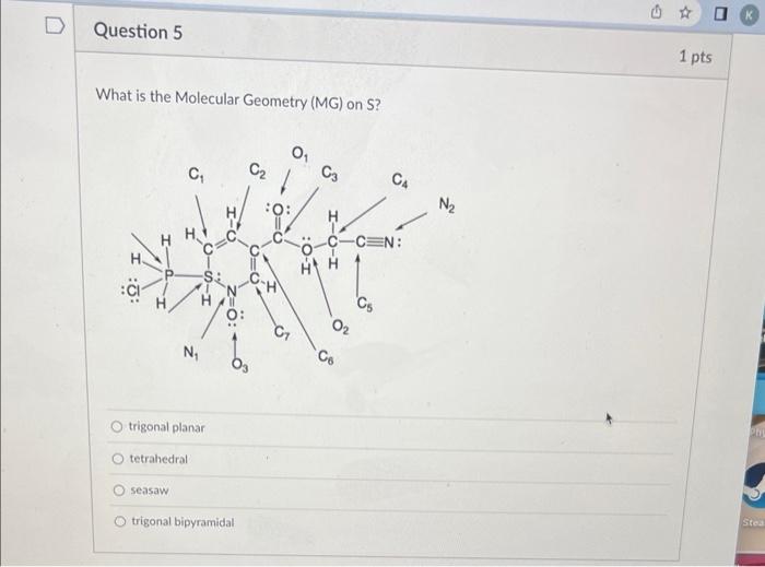 Solved What is the Molecular Geometry (MG) on S? trigonal | Chegg.com