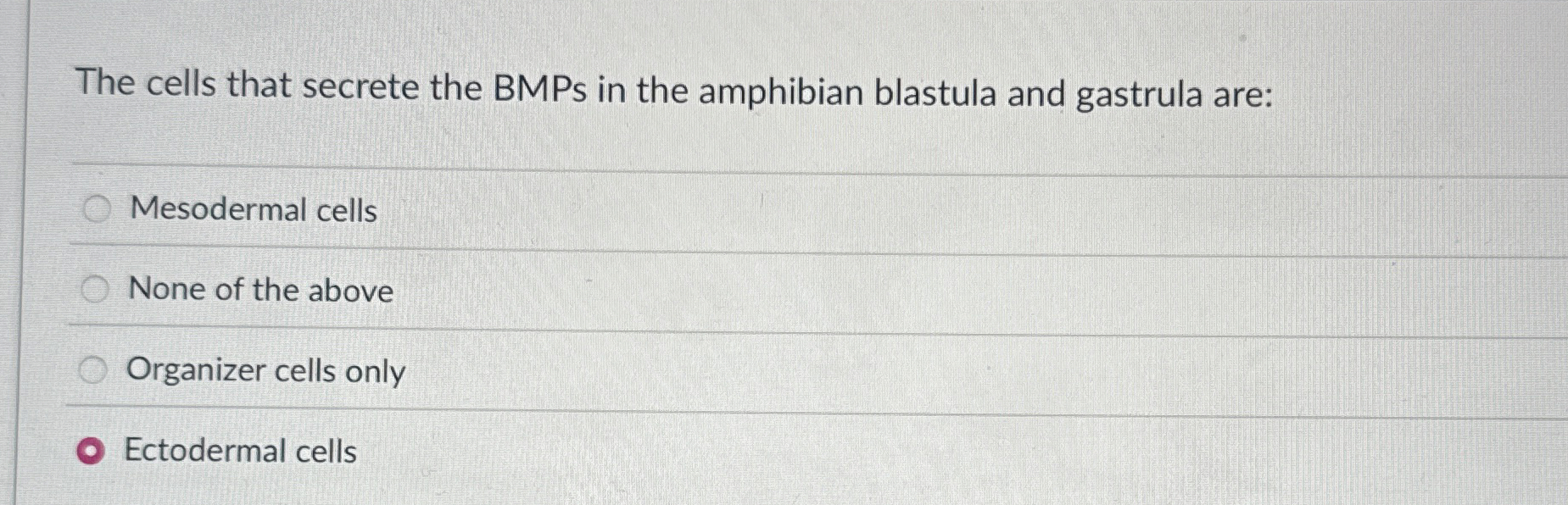 Solved The cells that secrete the BMPs in the amphibian | Chegg.com