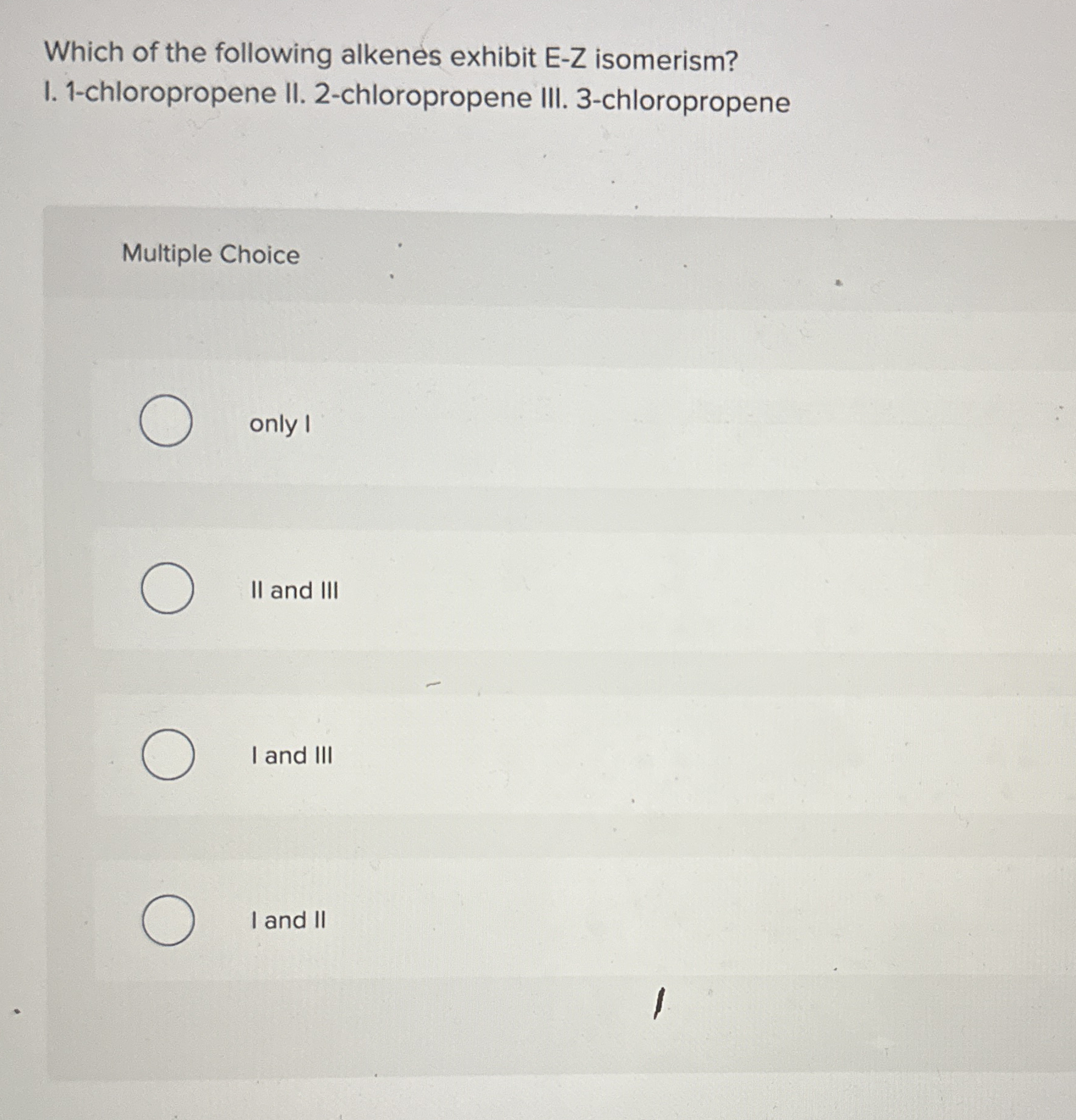 Solved Which of the following alkenes exhibit E-Z | Chegg.com