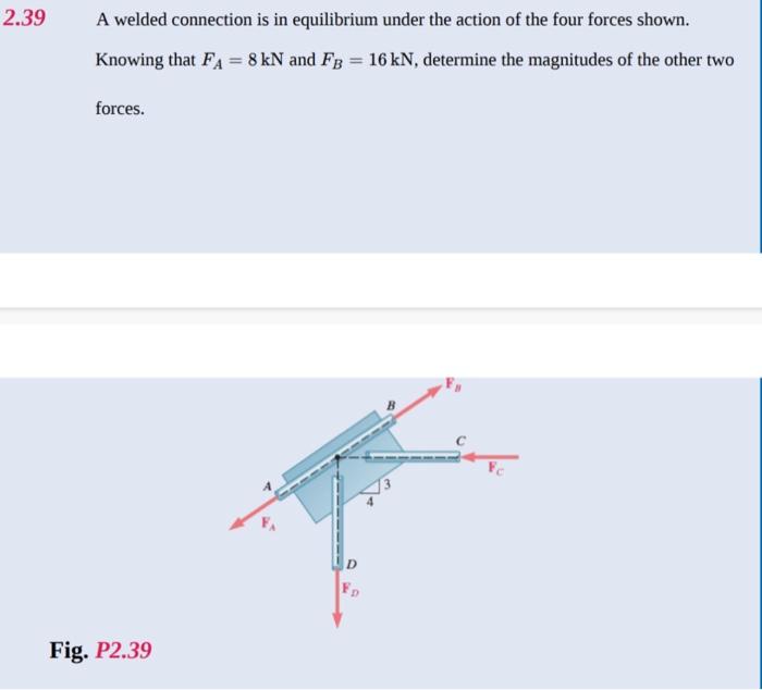 Solved A welded connection is in equilibrium under the | Chegg.com