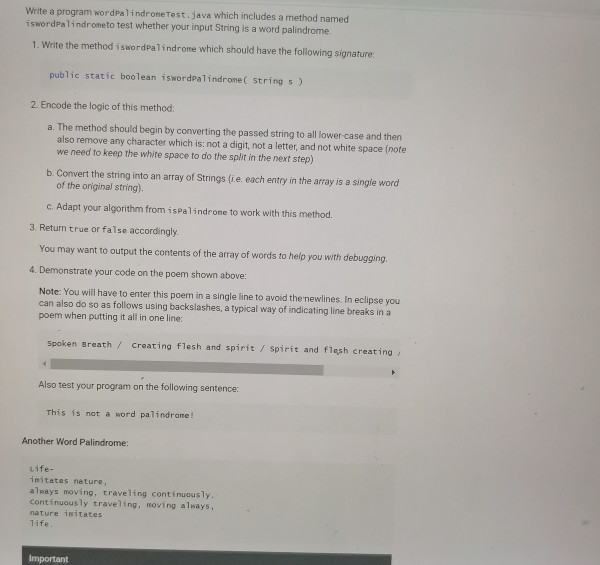 Solved Problem 7: Word Palindrome 10 points total; | Chegg.com