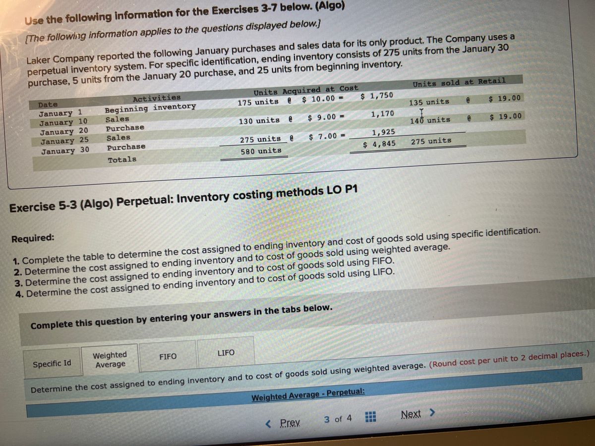 Solved Use the following information for the Exercises 3-7 | Chegg.com