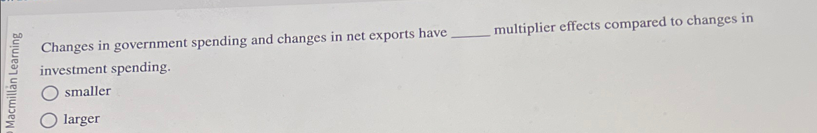 Solved Changes in government spending and changes in net | Chegg.com